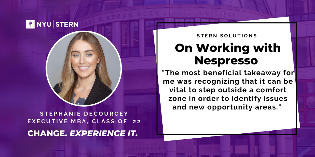 Stern Solutions Experiential Learning: Meet Stephanie DeCourcey (MBA ...